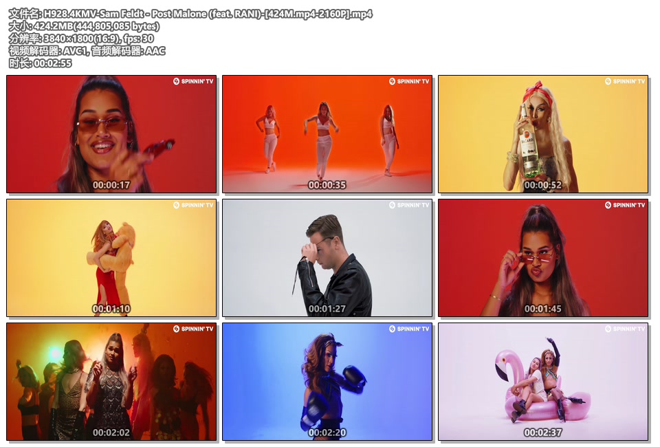 4KMV-Sam Feldt - Post Malone (feat. RANI)-[424M.mp4-2160P] - 无损音乐_5.1声道 ...
