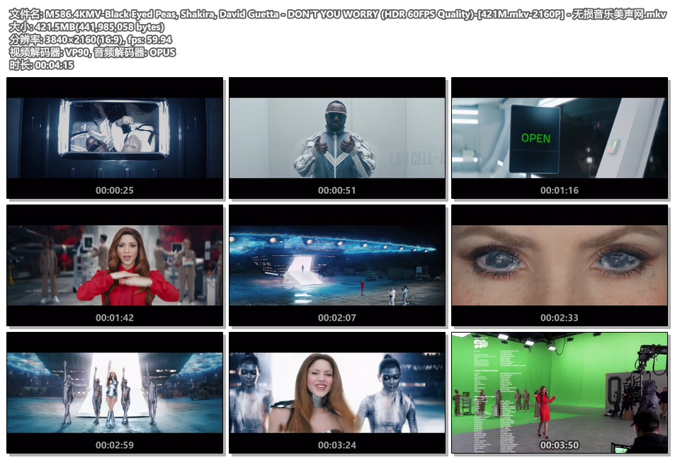 4KMV-Black Eyed Peas, Shakira, David Guetta - DON'T YOU WORRY-[421M.mkv ...